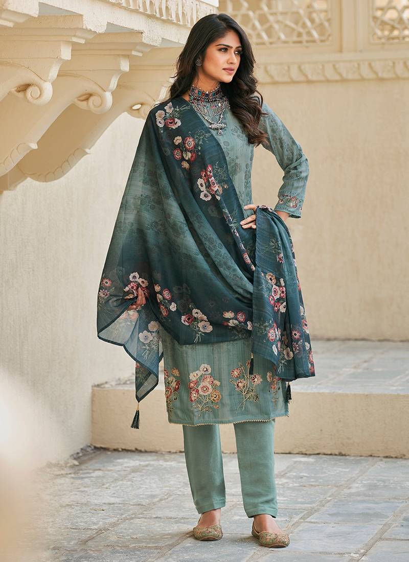 Girlish Rama Colour Ethnic Salwaar Kameez For Festive Looks - KSM ...