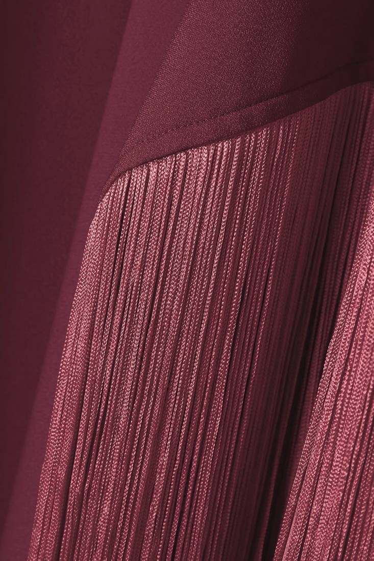 JSDC Korean Silk Fabric Wine Color Fringed Kaftan Dress - JSDC - 4134533