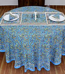 Floral Block Printed Table Cover Boho Round Table Cloths Classic Table ...