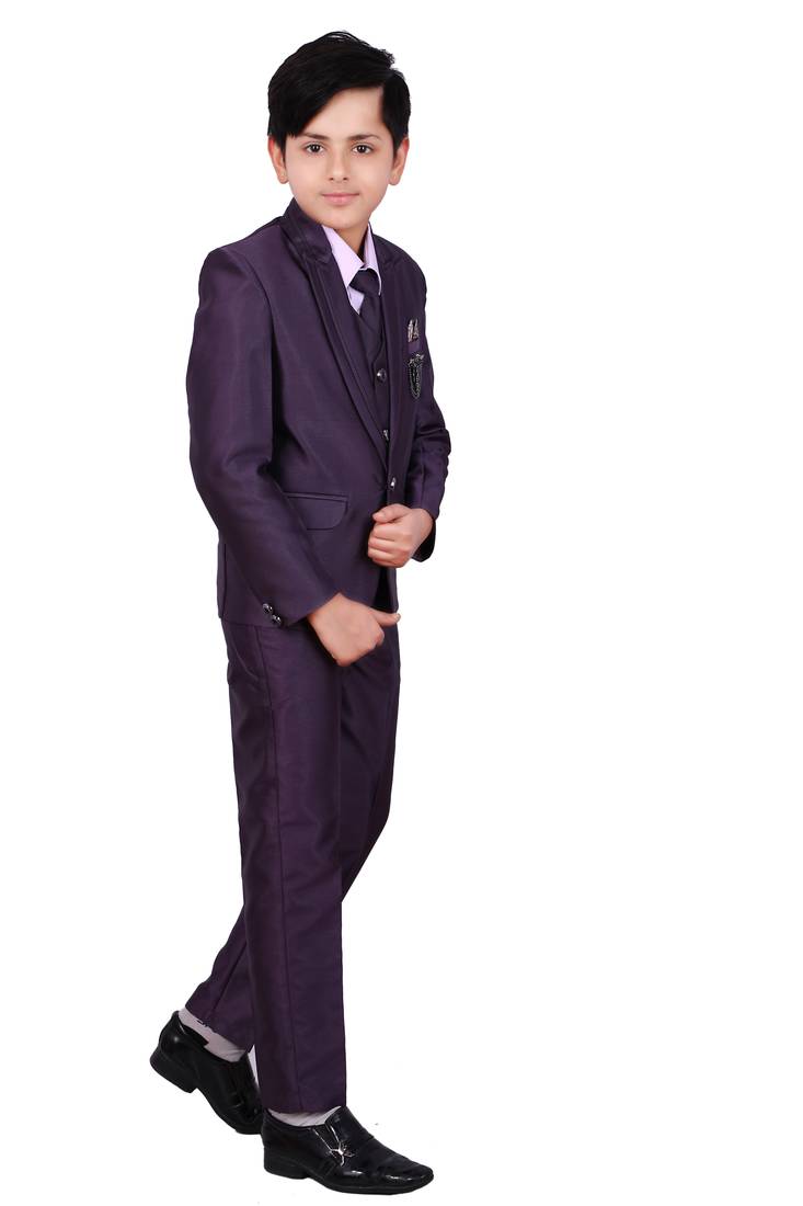 fourfolds boy's purple 5-piece suit - Fourfolds - 4136242