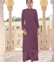 Mauve embroidered faux georgette salwar - Monjolika - 4139511
