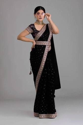 Black Saree - Buy Designer Black Sarees Online for Girls & Women