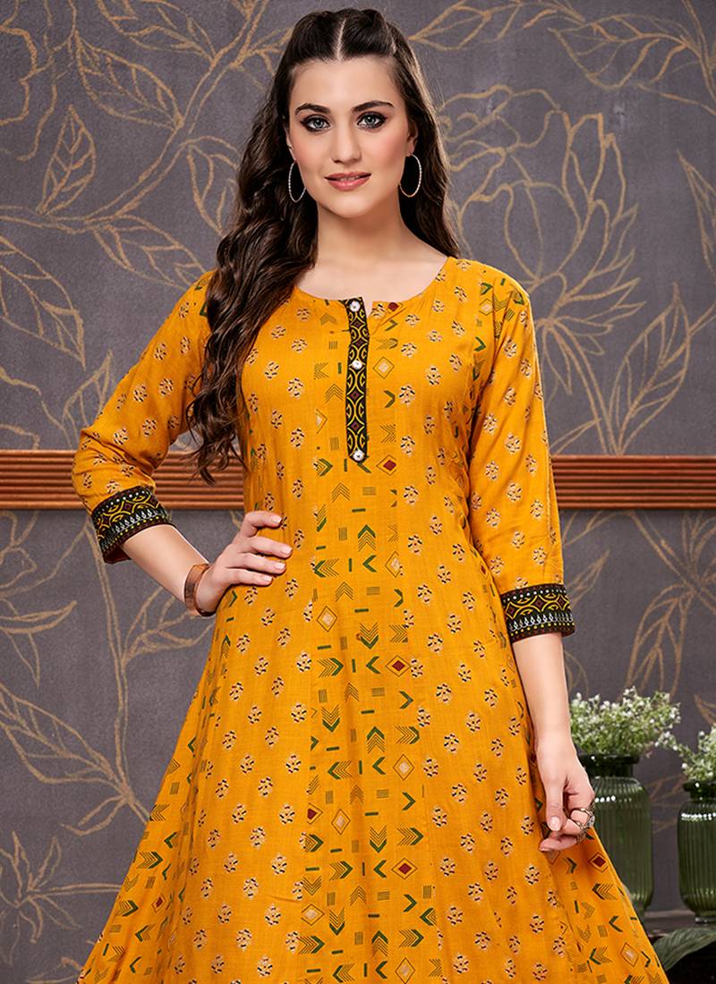 Yellow Colour Ethnic Block Print Kurti - KSM PRINTS - 4140391