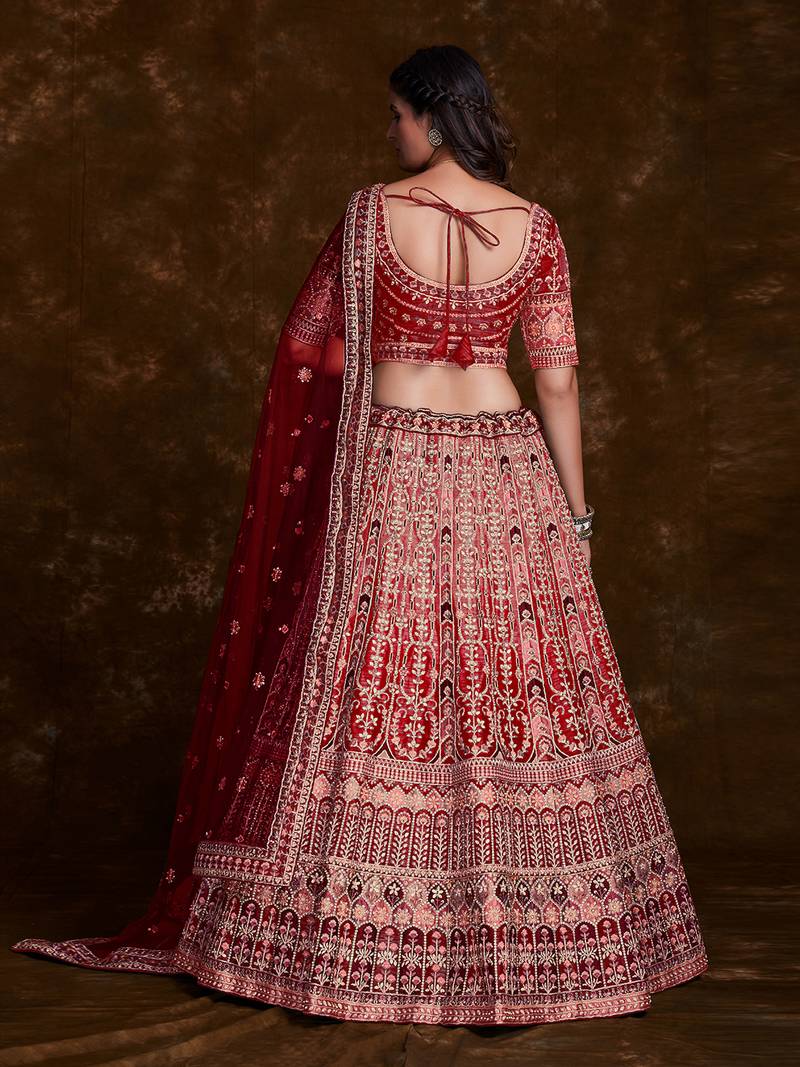 Red Color Art Silk Base Lehenga Choli Set With Dupatta - Fusionic - 4143927