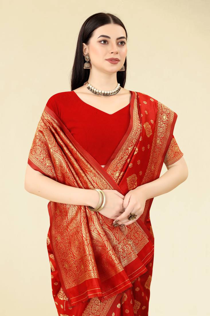 Red Colour Traditional Banarasi Silk Saree - KSM PRINTS - 4144516