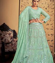 Light-green mirror crepe stitched lehenga - justfashion - 4144969