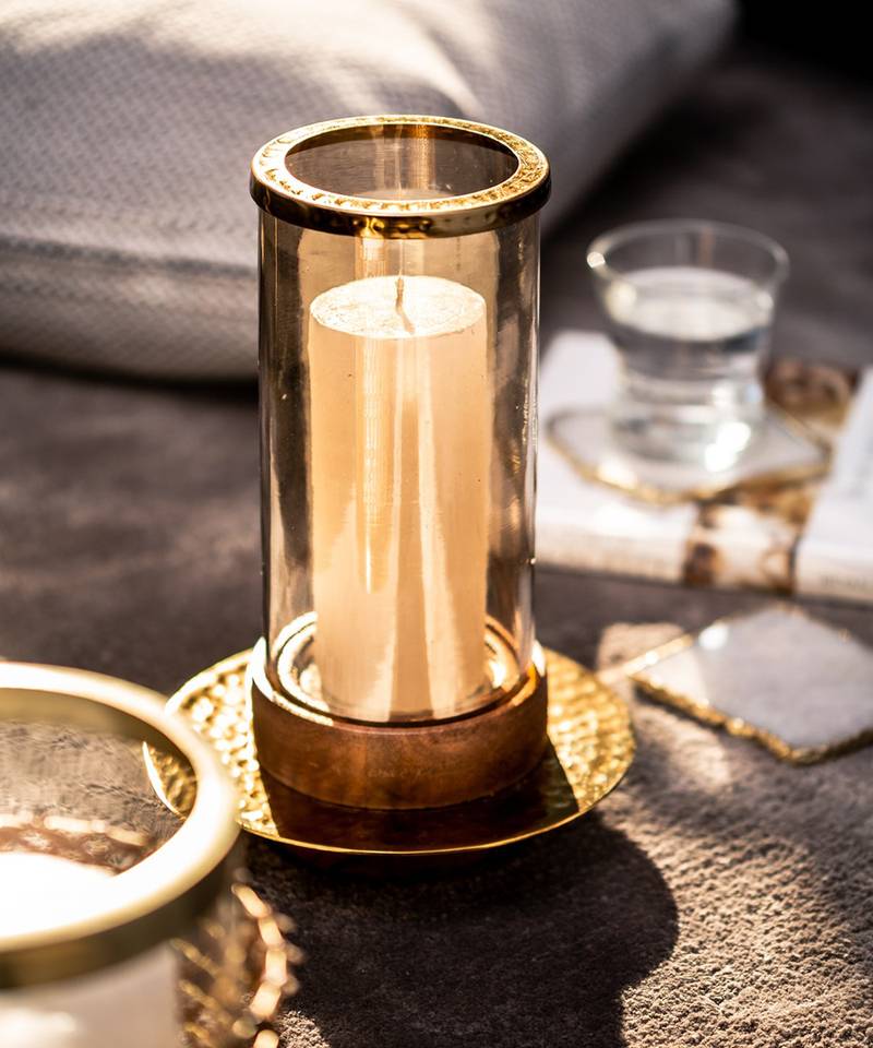 Gold & Brown Candle Hurricane - SEREIN - 4152817