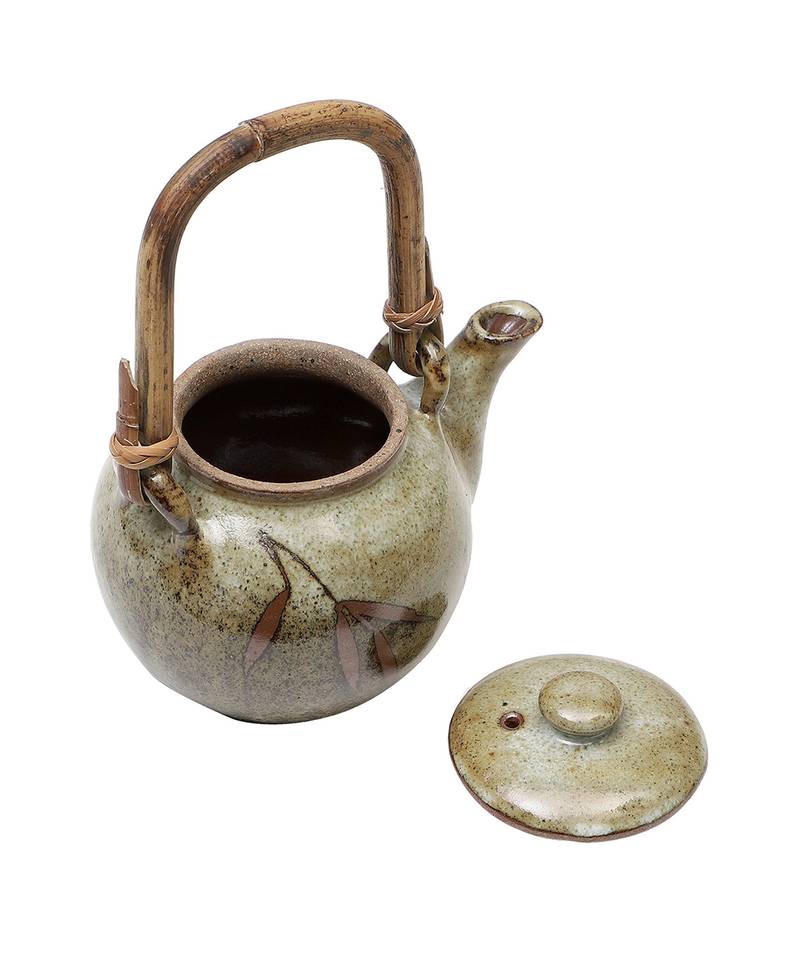 Studio Pottery Olive Green Teapot With Cane Handle (750 Ml ...