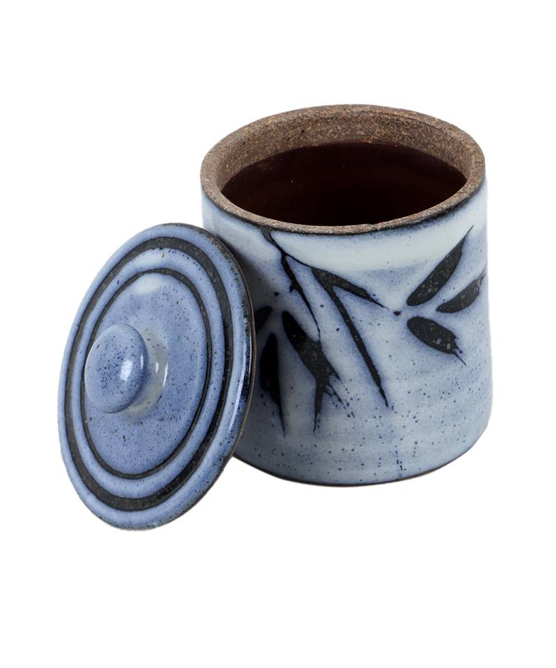 Studio Pottery Light Blue Jar - Set Of 2 - NAKSHIKATHAA - 4155506
