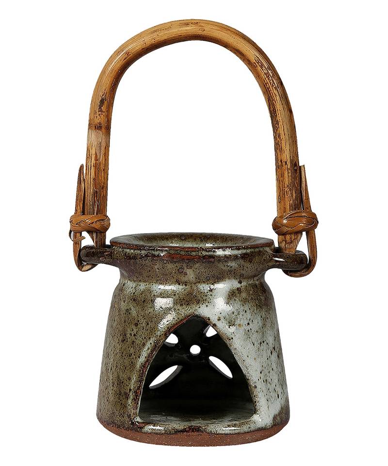 Studio Pottery Olive Green Diffuser With Cane Handle - NAKSHIKATHAA ...