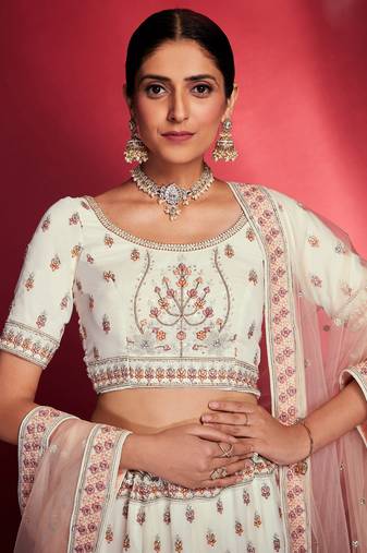 Shop Designer White Bridal Lehenga Choli for Wedding UK USA