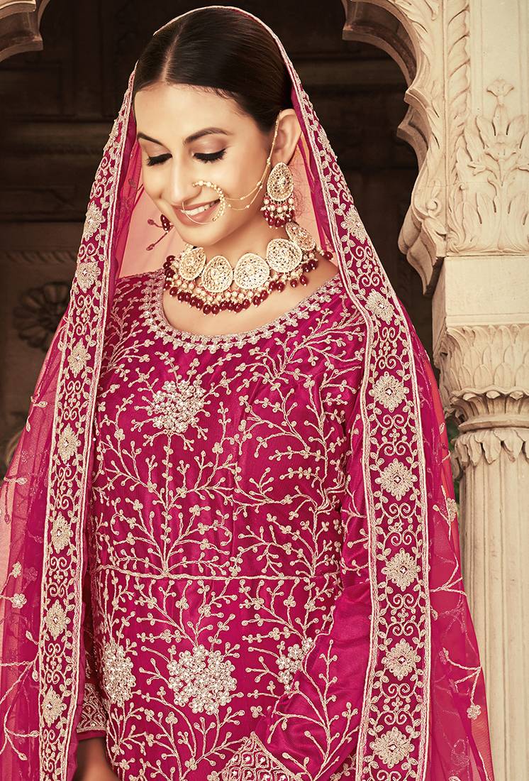 Magenta Designer HeavyWork Ethnic Suit - Hirpara House - 4158171