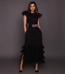 Black backless bottom cutwork dress - DEEPIKA ARORA - 4159015