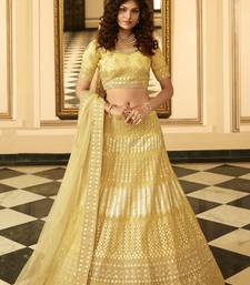 YELLOW THREAD GOTA ZARKAN & ZARI EMBROIDERED ORGANZA FESTIVE BRIDAL ...