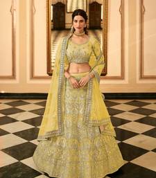 LIME SEQUINS RESHAM DORI ZARKAN & ZARI EMBROIDERED ORGANZA FESTIVE ...