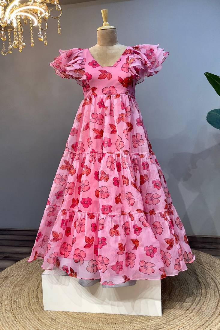 BK Plum Pink Organza Dress - Bullionknot - 4161190