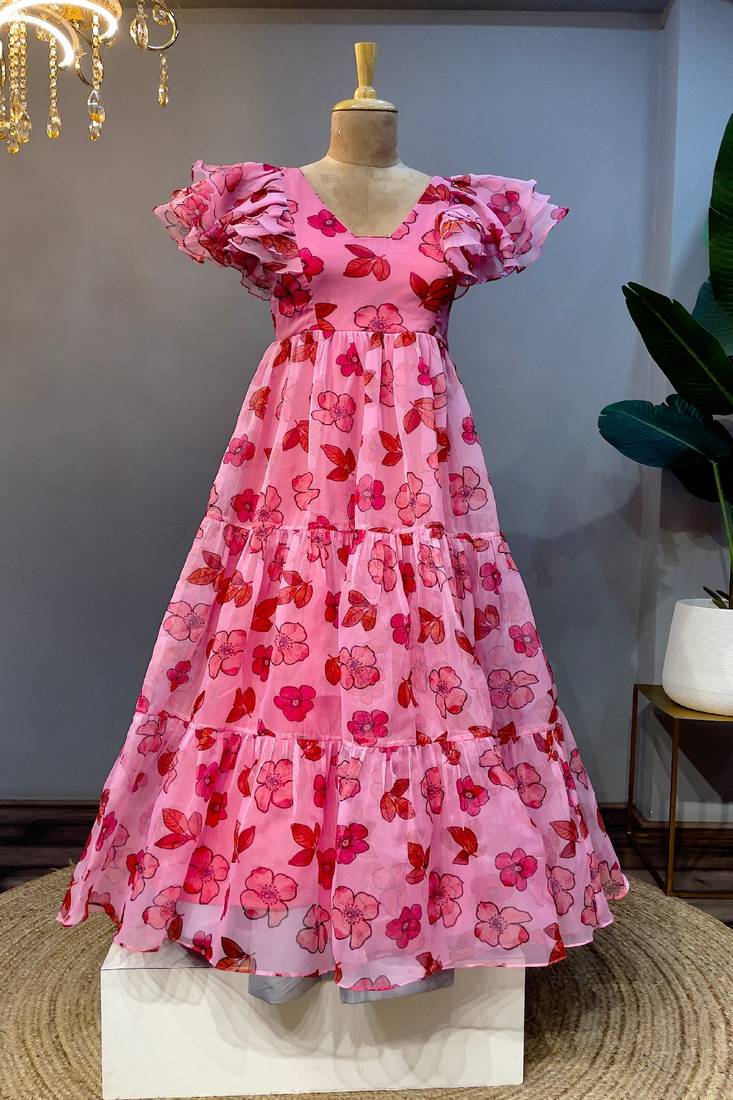 BK Plum Pink Organza Dress - Bullionknot - 4161190