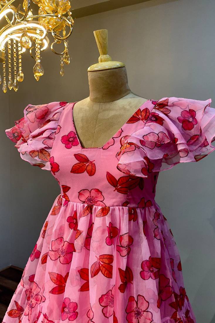 BK Plum Pink Organza Dress - Bullionknot - 4161190
