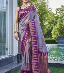 Manohari Most Trendy Purple Faux Banarasi Silk Woven Design Saree With ...
