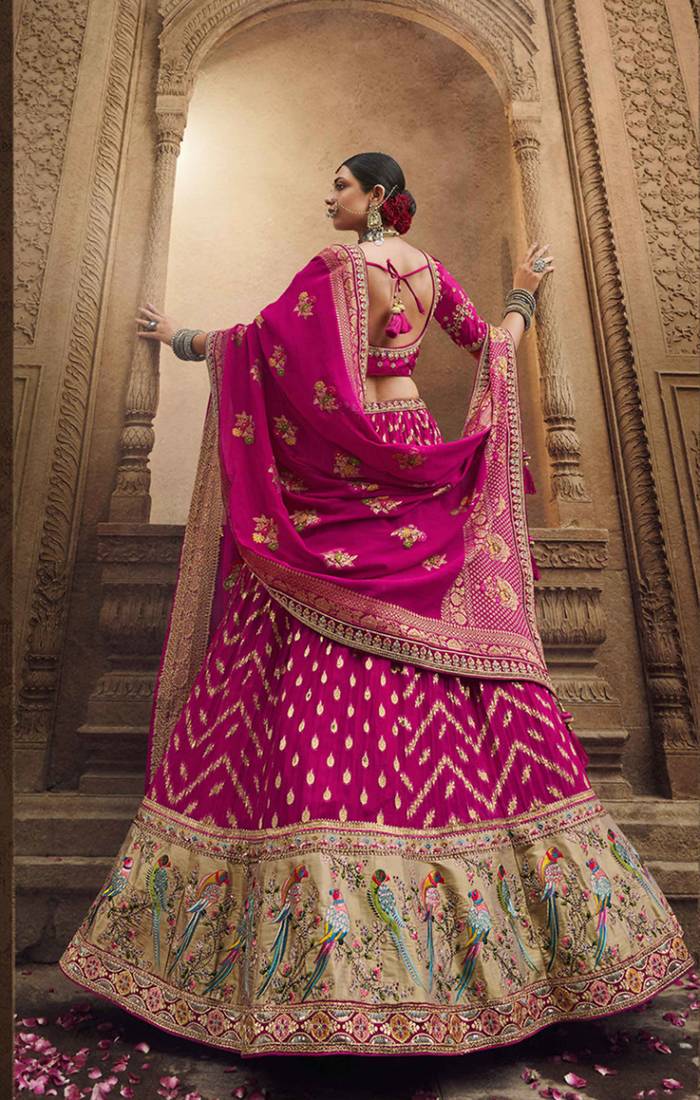 Rani Pink Color Viscose Organza Heavy work Lehenga Choli - Monjolika ...