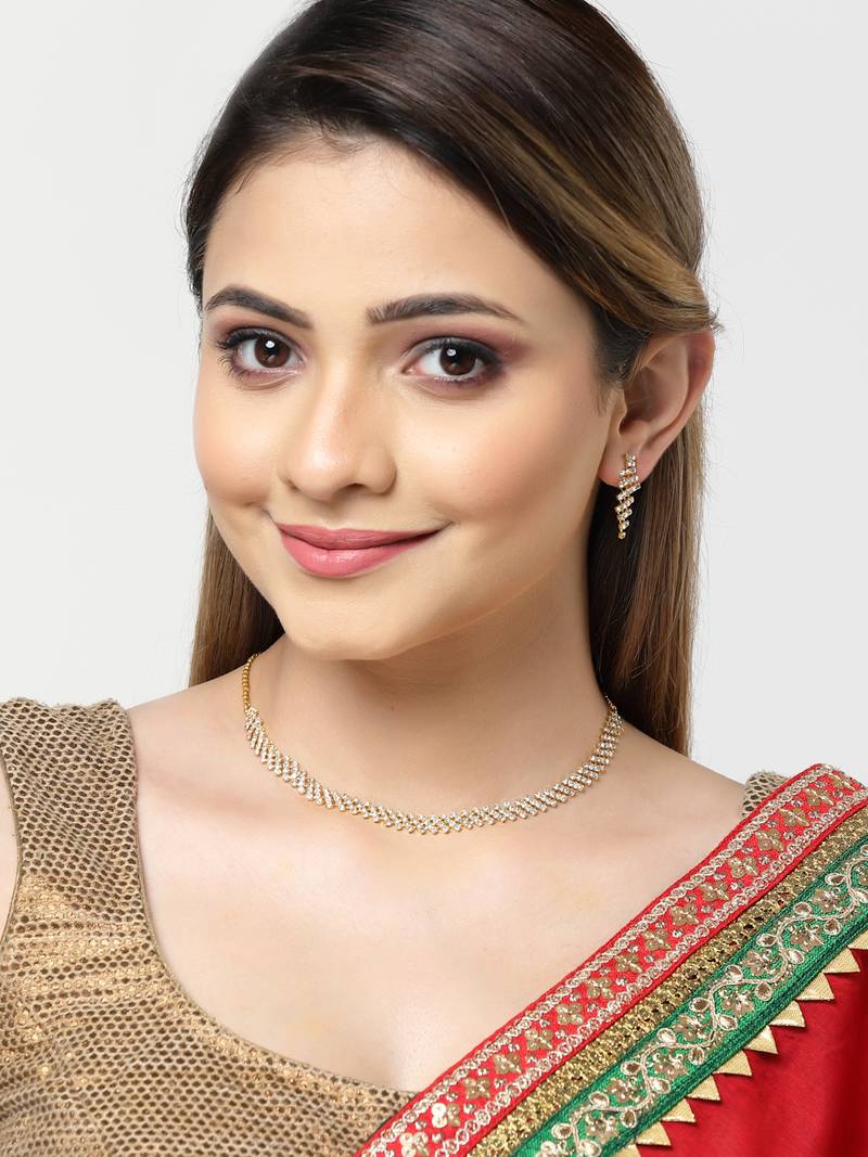 Sasha gold-plated ad-studded jewellery set - Sasha - 4167855