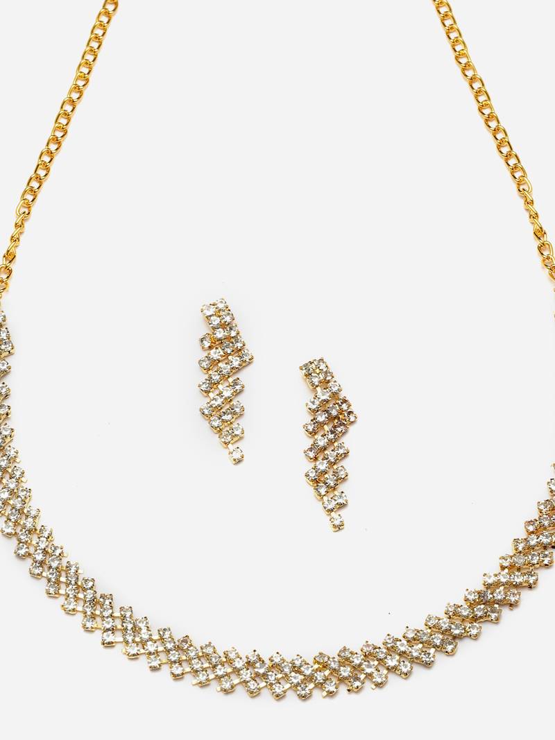 Sasha gold-plated ad-studded jewellery set - Sasha - 4167855