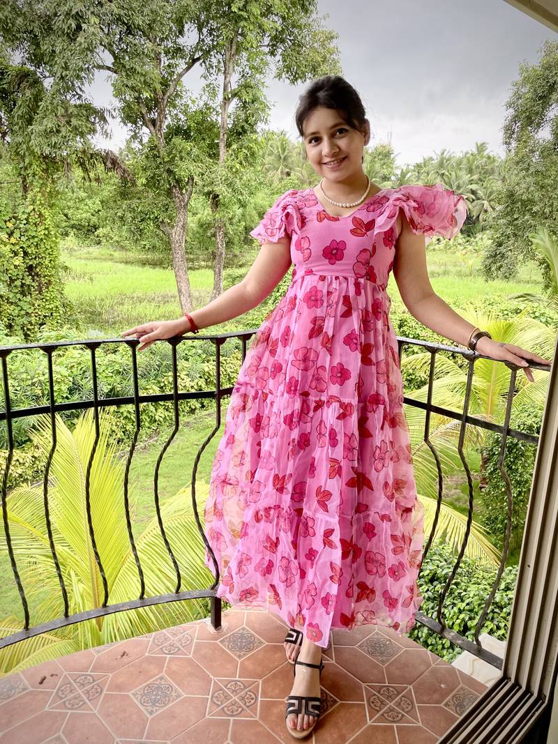 BK Plum Pink Organza Dress - Bullionknot - 4161190