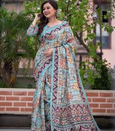 LIGHT SKY BEAUTIFUL LINEAN COTTON TREANDY SAREE - Mr & Mrs Creation - 4168400