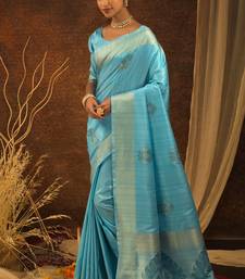 LIGHT SKY MULBERRY SILK TREANDY SAREE - Mr & Mrs Creation - 4168404