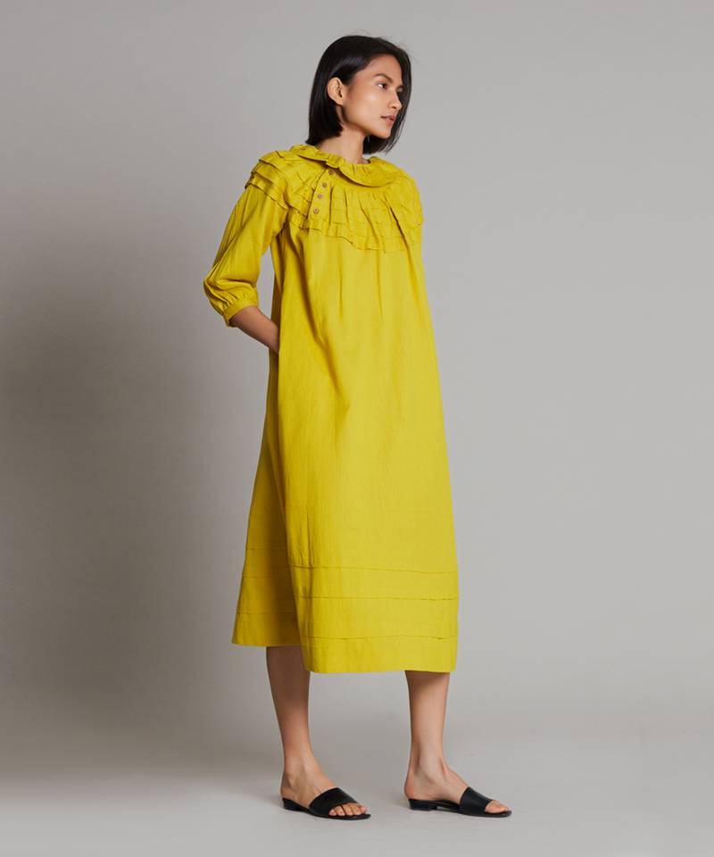 Yellow yoke avira dress - MATI - 4168755