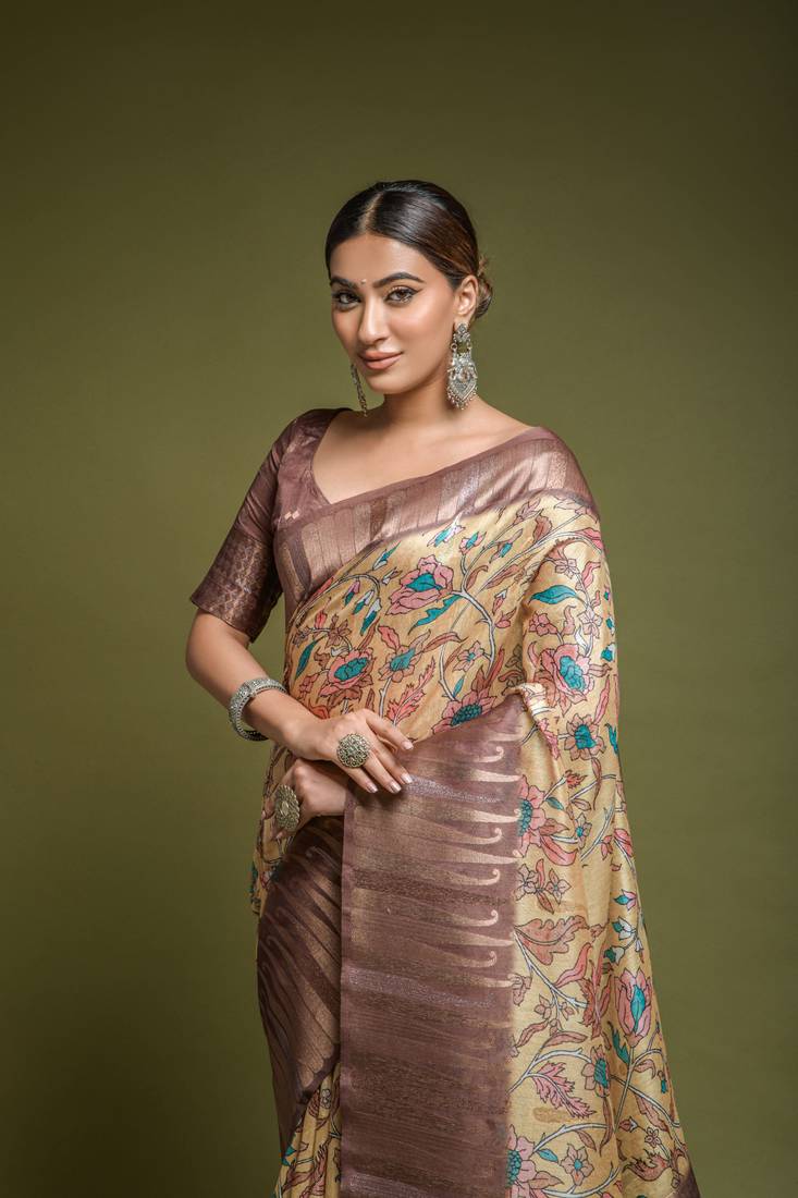 Elora soft modal silk with amazing kalamkari digital print & designer ...