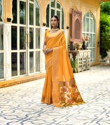 YELLOW COTTAN SILK PRETTY TREANDY SAREE - Mr & Mrs Creation - 4170840