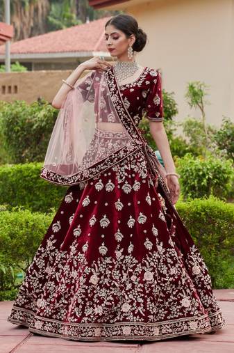 Maroon Lehengas - Buy Maroon Lehenga Choli Online in Best Designs USA UK