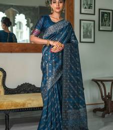 BLUE MOST TENDY LEHRIYA DESIGN TUSSAR SAREE - SHREE SAI TRADING - 4176386