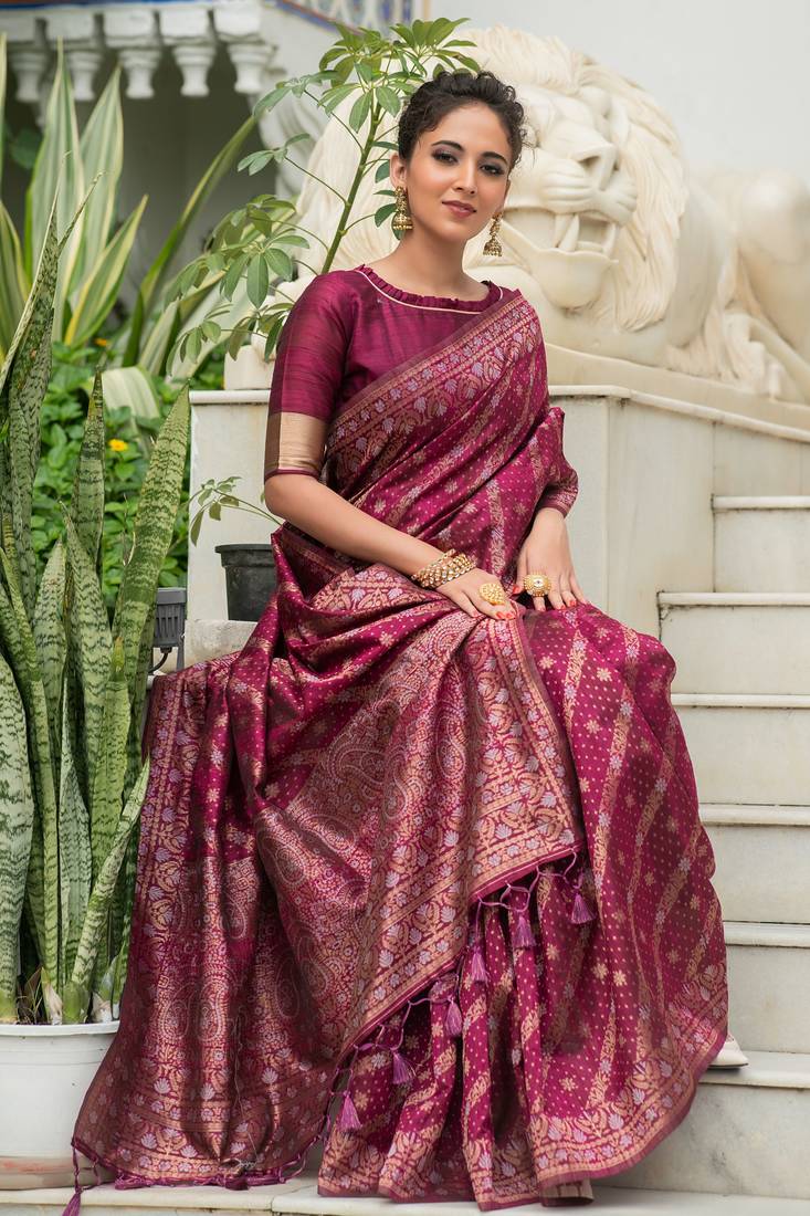 WINE MOST TENDY LEHRIYA DESIGN TUSSAR SAREE - SHREE SAI TRADING - 4176390