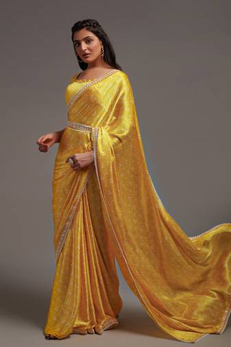 Yellow Sarees: Buy Designer Yellow Saree for Haldi & Wedding