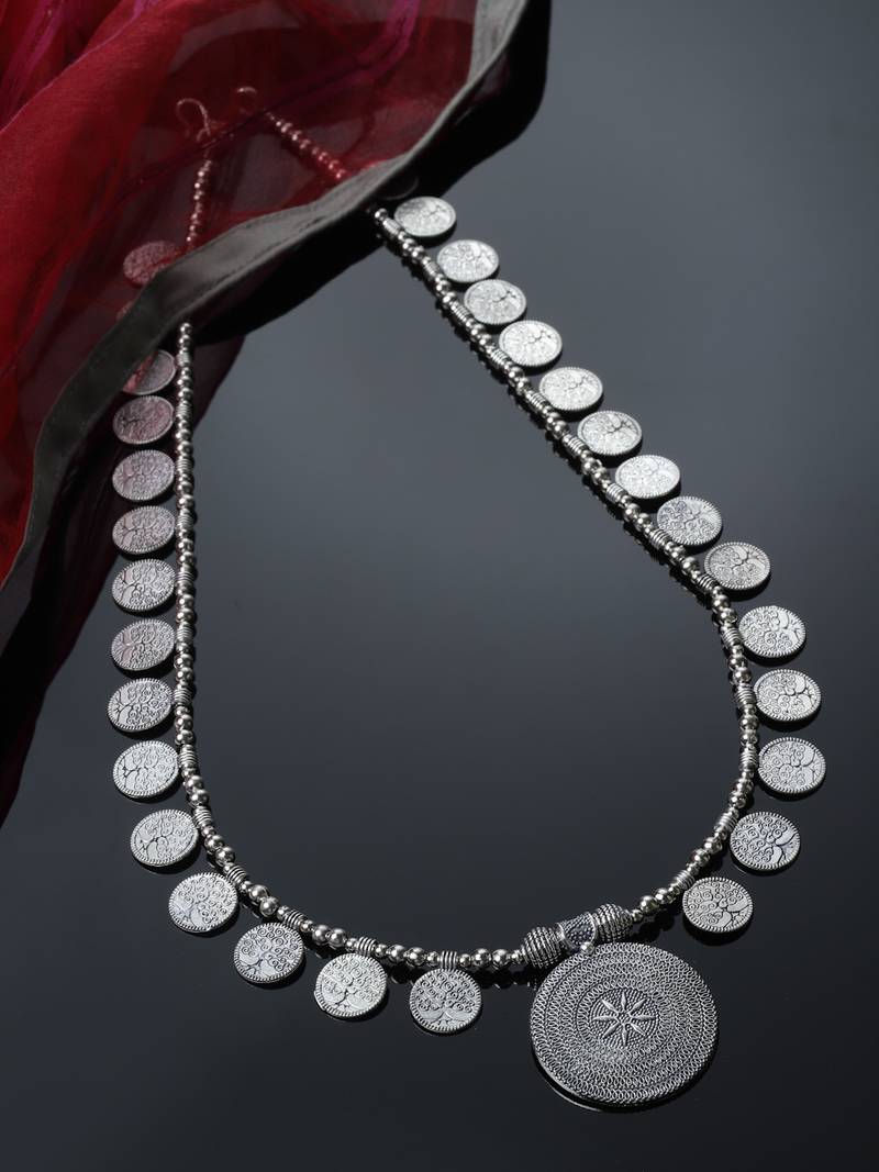 Sashagerman oxidised silver tribal bohemian coins necklace for women ...