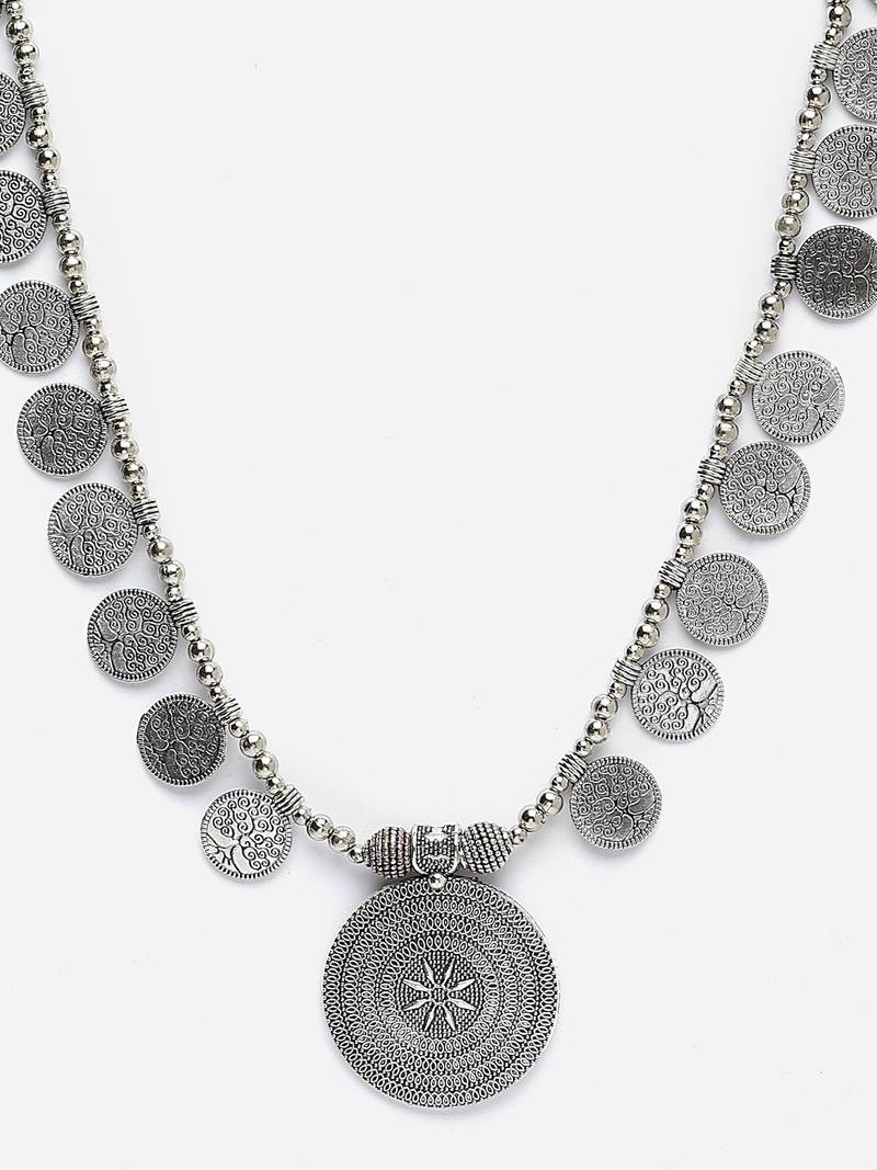 Sashagerman oxidised silver tribal bohemian coins necklace for women ...