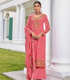 Light pink color georgette embroidered straight salwar suit - Monjolika ...