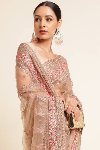 Latest 2024 Designer Net Sarees Collection - Mirraw