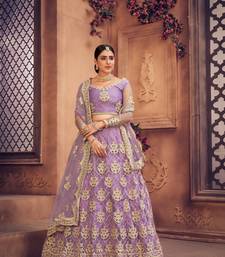 Purple Embroidery Net Designer Semi-Stitched Lehenga Choli - BIVA - 4191804