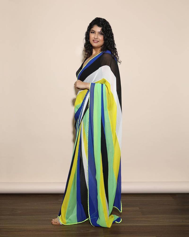 Multi Colour Trending Alia Design Georgette saree With Digital Print ...