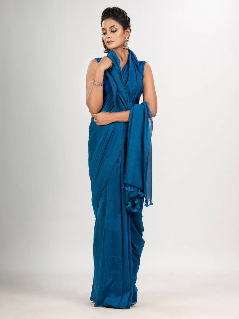 Tute cotton molmol handloom saree - Angoshobha - 4197691