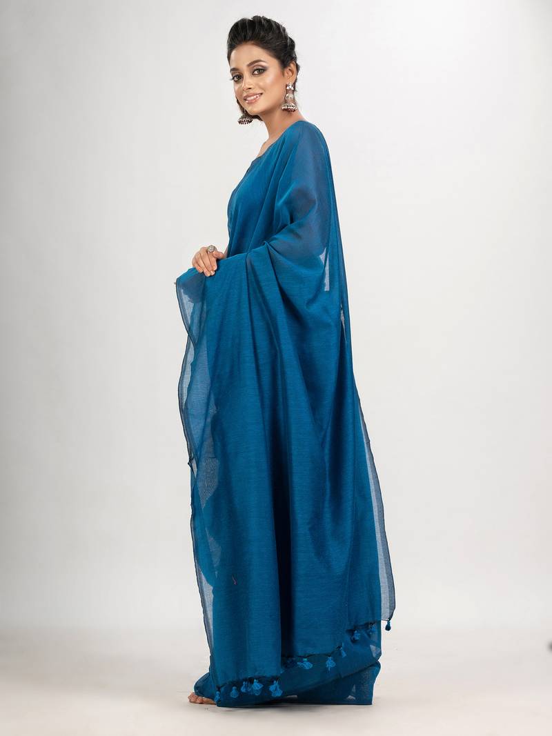 Tute cotton molmol handloom saree - Angoshobha - 4197691
