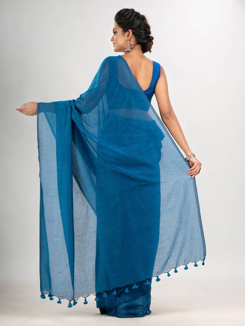 Tute cotton molmol handloom saree - Angoshobha - 4197691