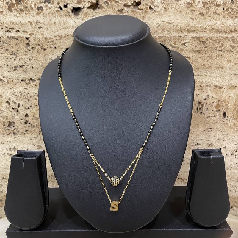 S letter mangalsutra ad black ball pendant short mangalsutra designs name mangalsutras (20 ...