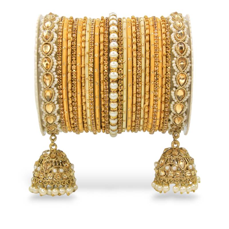 Bridal jhumki style bangle set for two hands by leshya - Leshya - 4196812