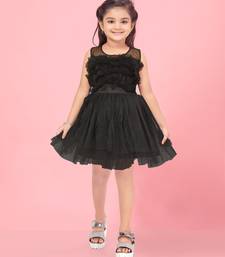 Aarika girls black colour net solid frock - Aarika - 4201358