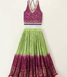 Magenta & Green Polyster Kids Lehenga Choli Set - TWISHA - 4205418