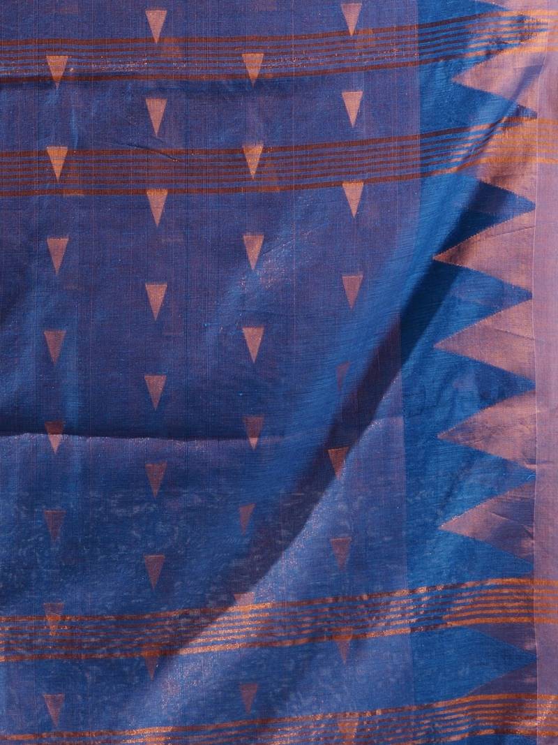 Blue Tissue Handwoven Soft Saree With Geometric Designs - Charukriti ...